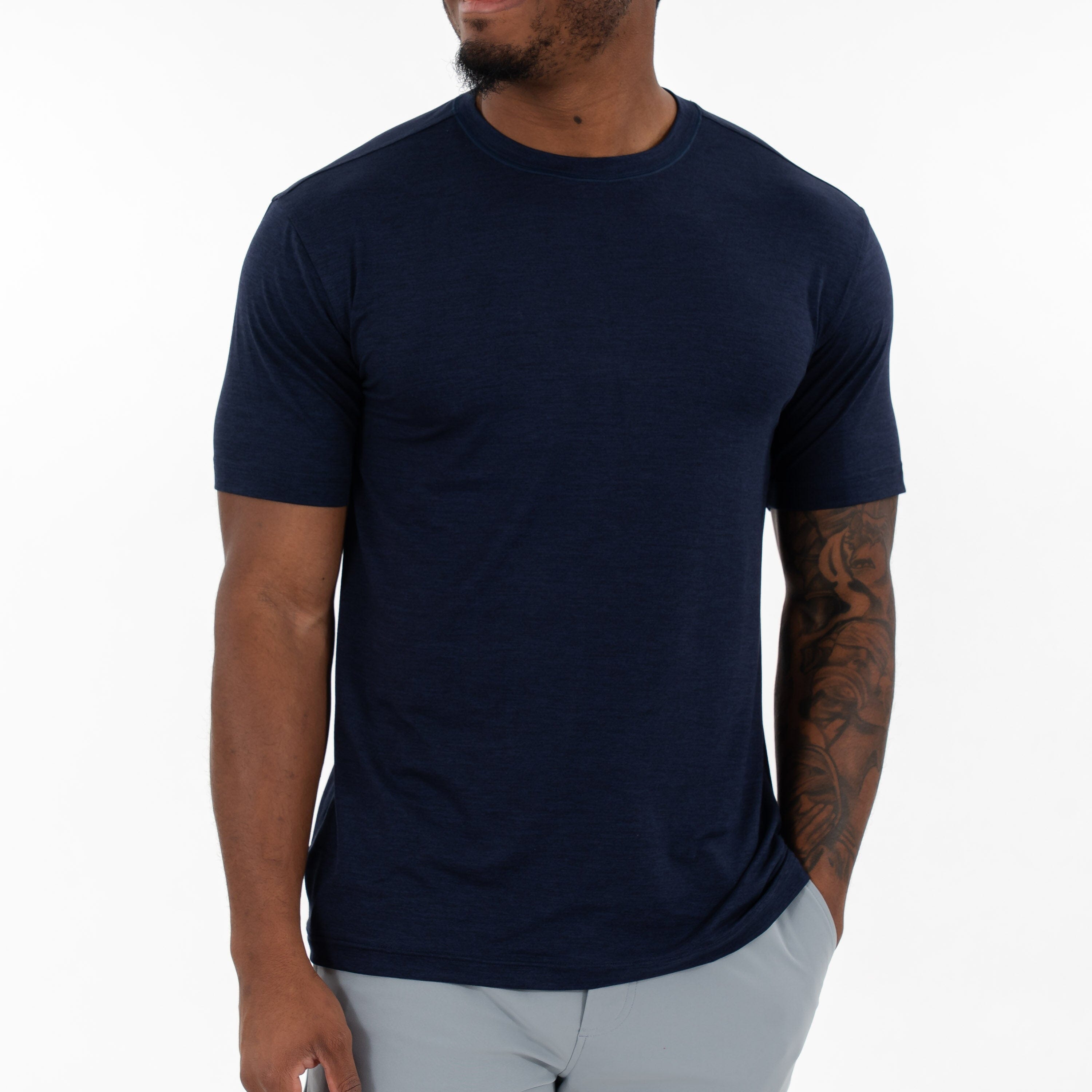 Tailwind Performance Tee - Heather Fleet Navy | Rhoback – RHOBACK