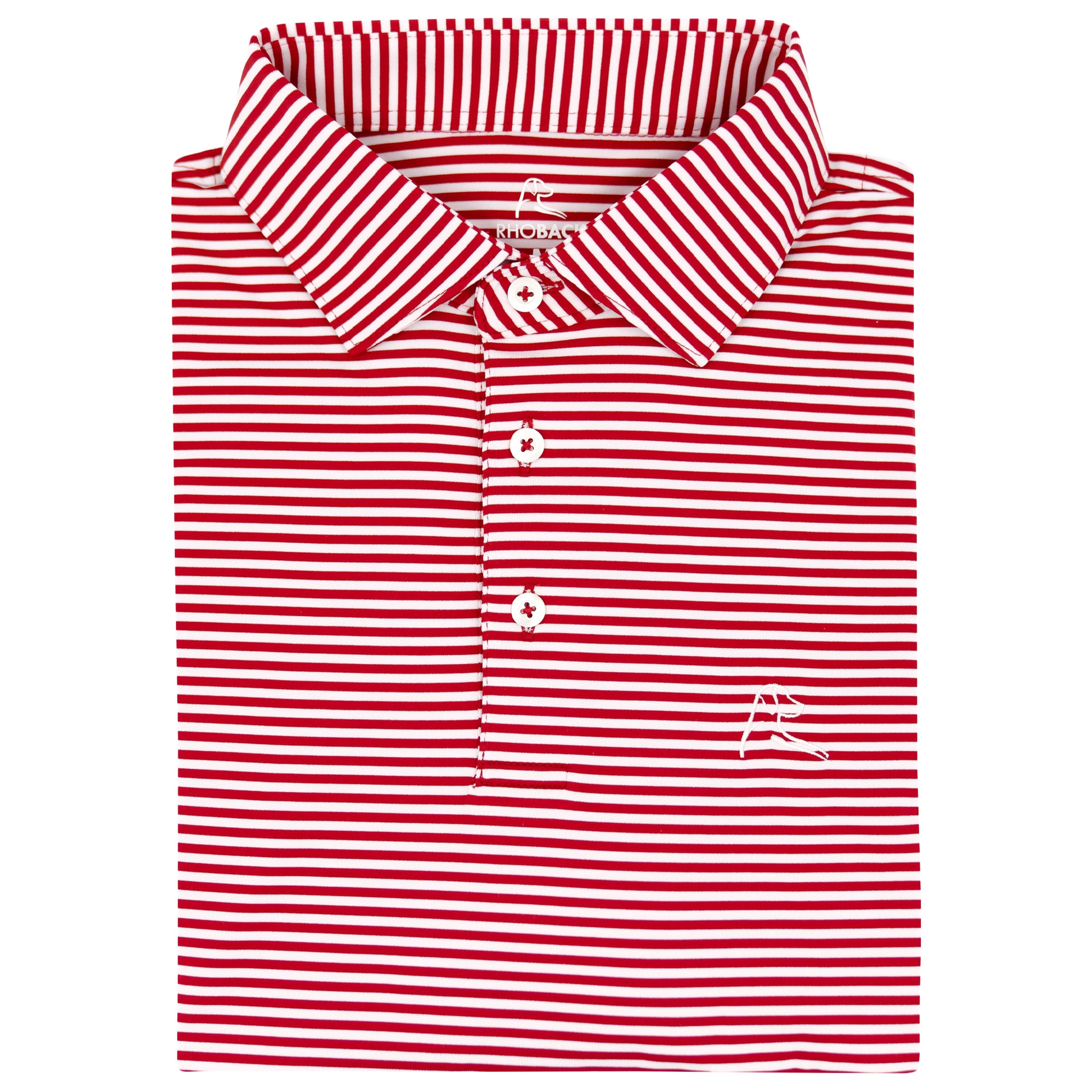 The Birdie Stripe Performance Polo - Classic Red/White | Rhoback – RHOBACK