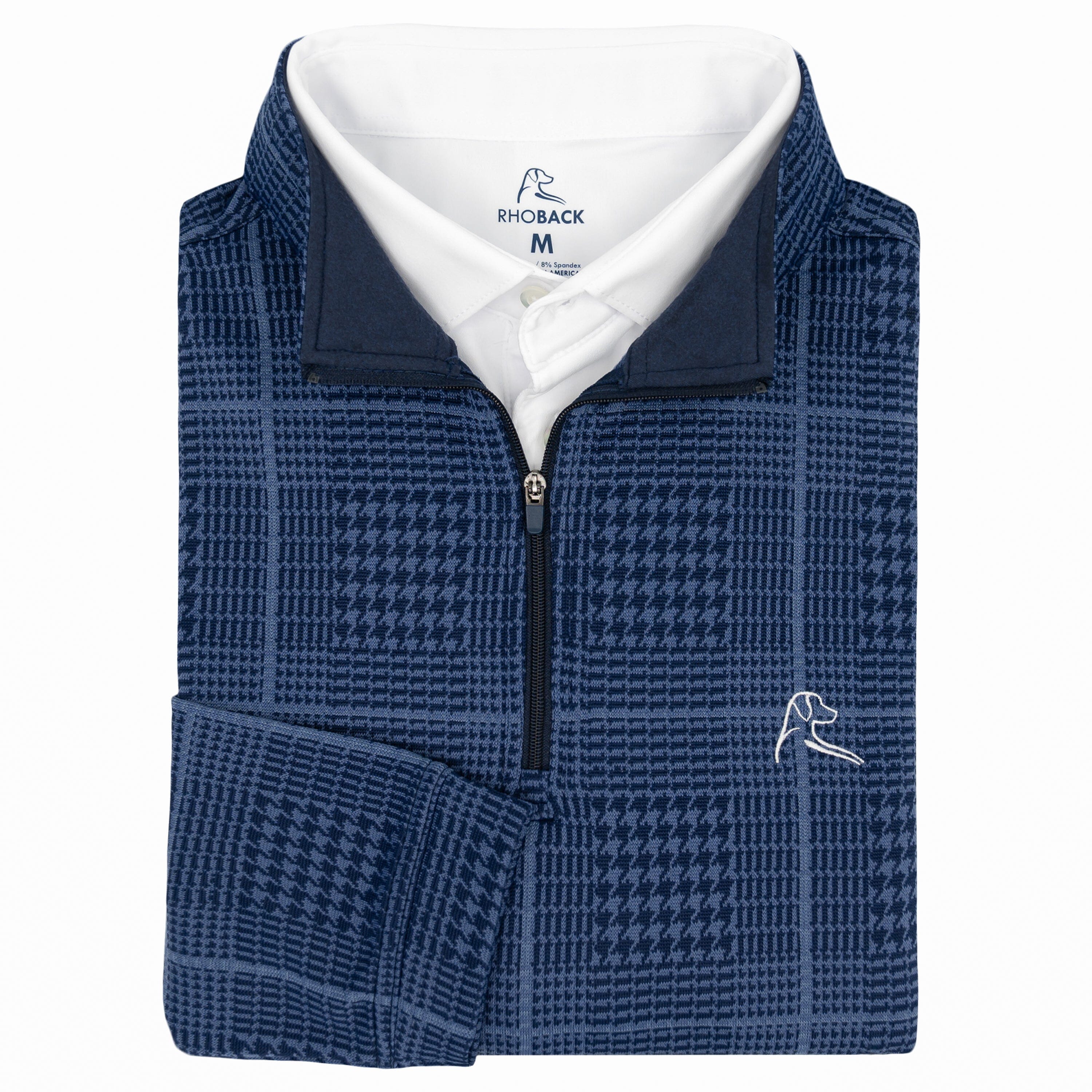 Glen Plaid Jacquard Performance Q-Zip - Fleet Navy | Rhoback – RHOBACK