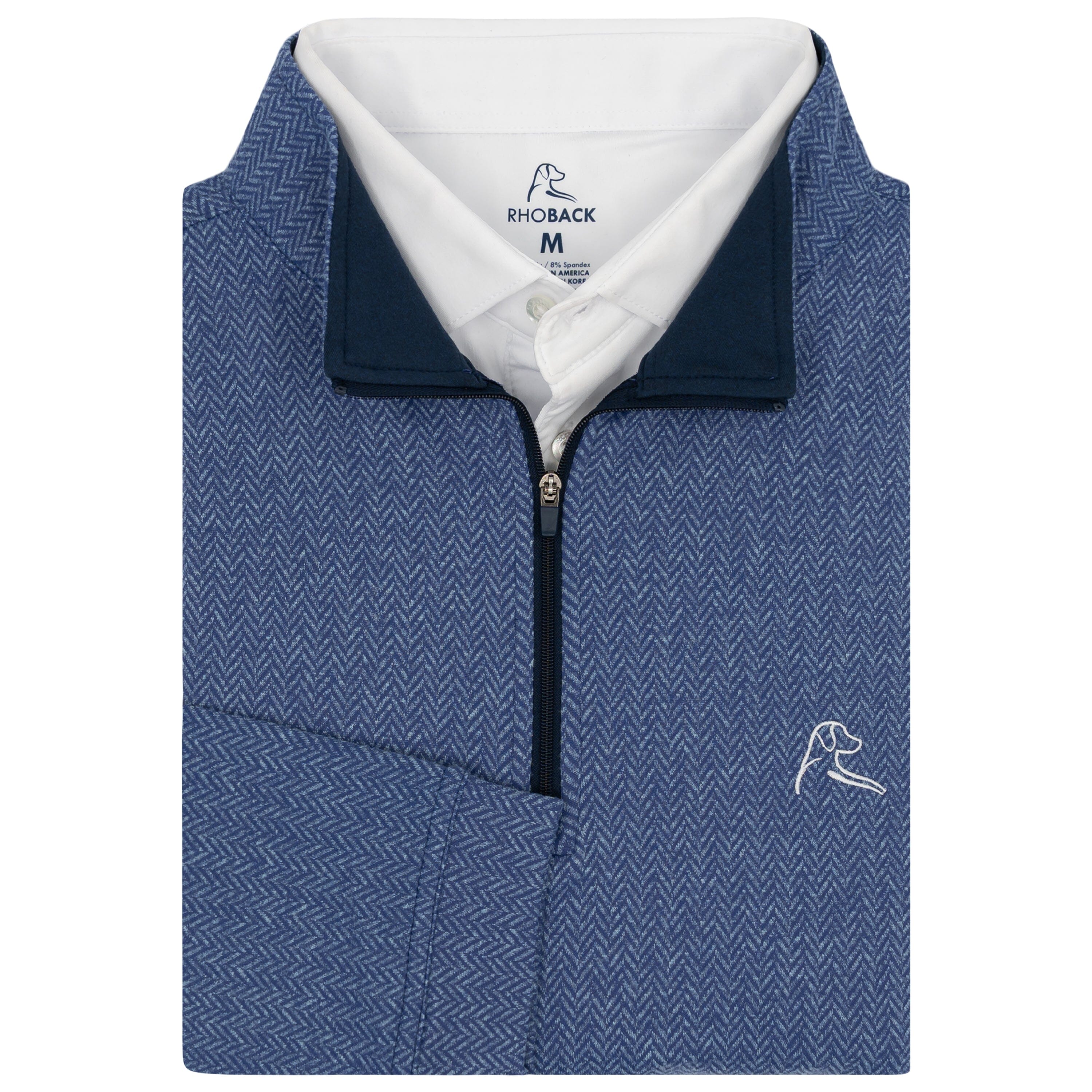 Herringbone Jacquard Performance Q-Zip - Flag Blue/Zenith Blue ...