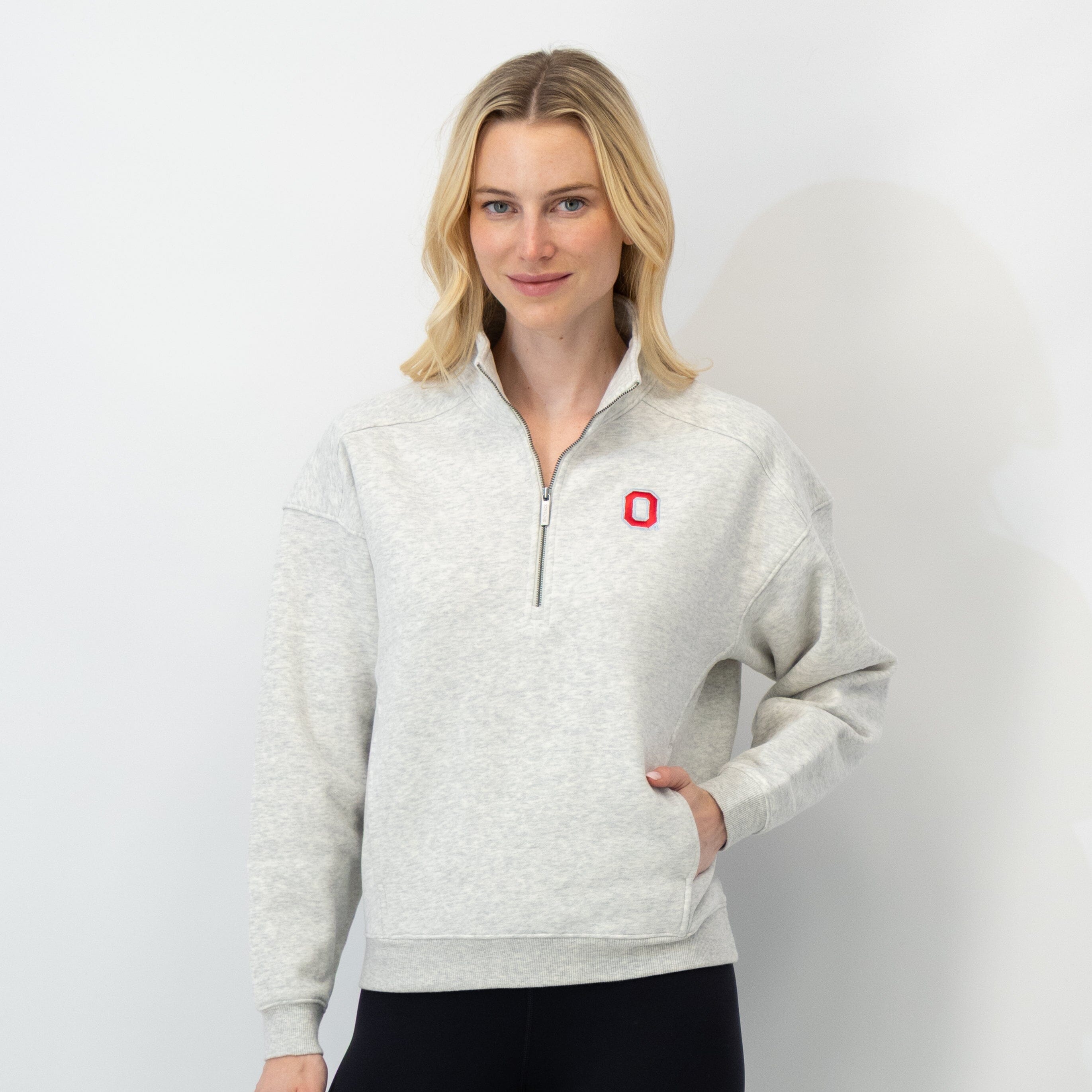 Serenity Collegiate Half-Zip - Ohio State - Heather - Ivory | Rhoback ...