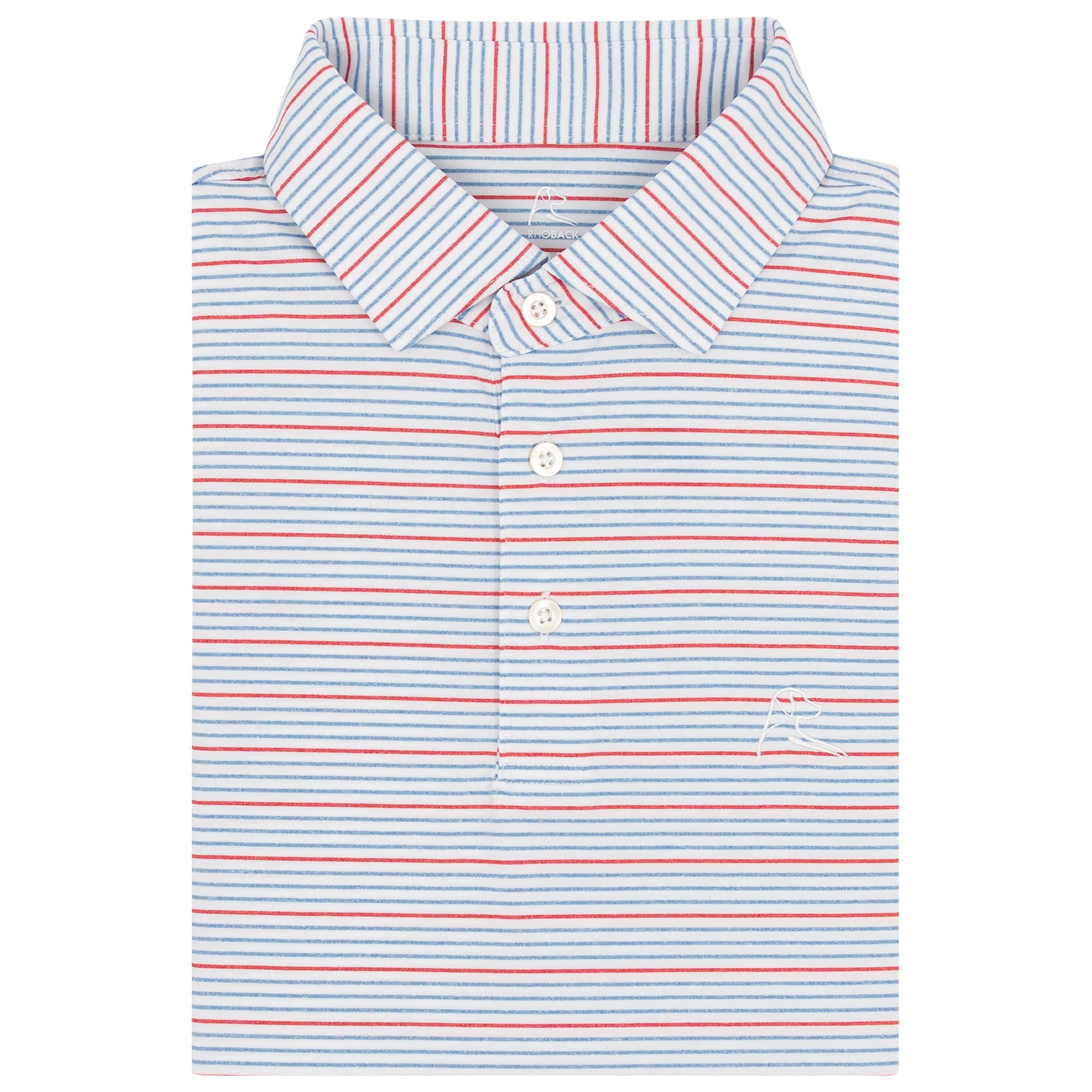The Skimmer Heather Stripe Performance Polo - White/Caicos Blue/Classic ...